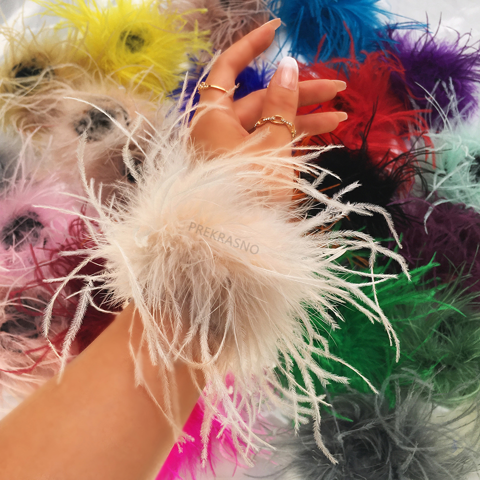 Women Real Fur Ostrich Feather Cuffs _Clearance_Daily Deals, Discounts ...