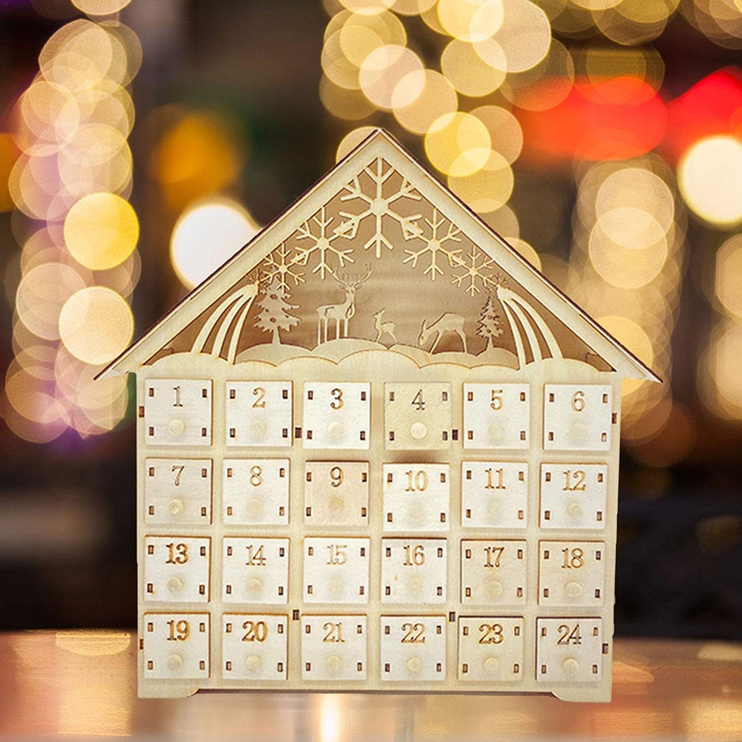 Countdown to Christmas Wooden LED Lighted Advent Calendar_Clearance ...