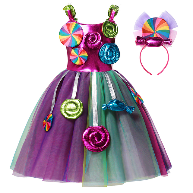 Rainbow Candy Princess Dress for Girl With Headband_Clearance_Daily ...
