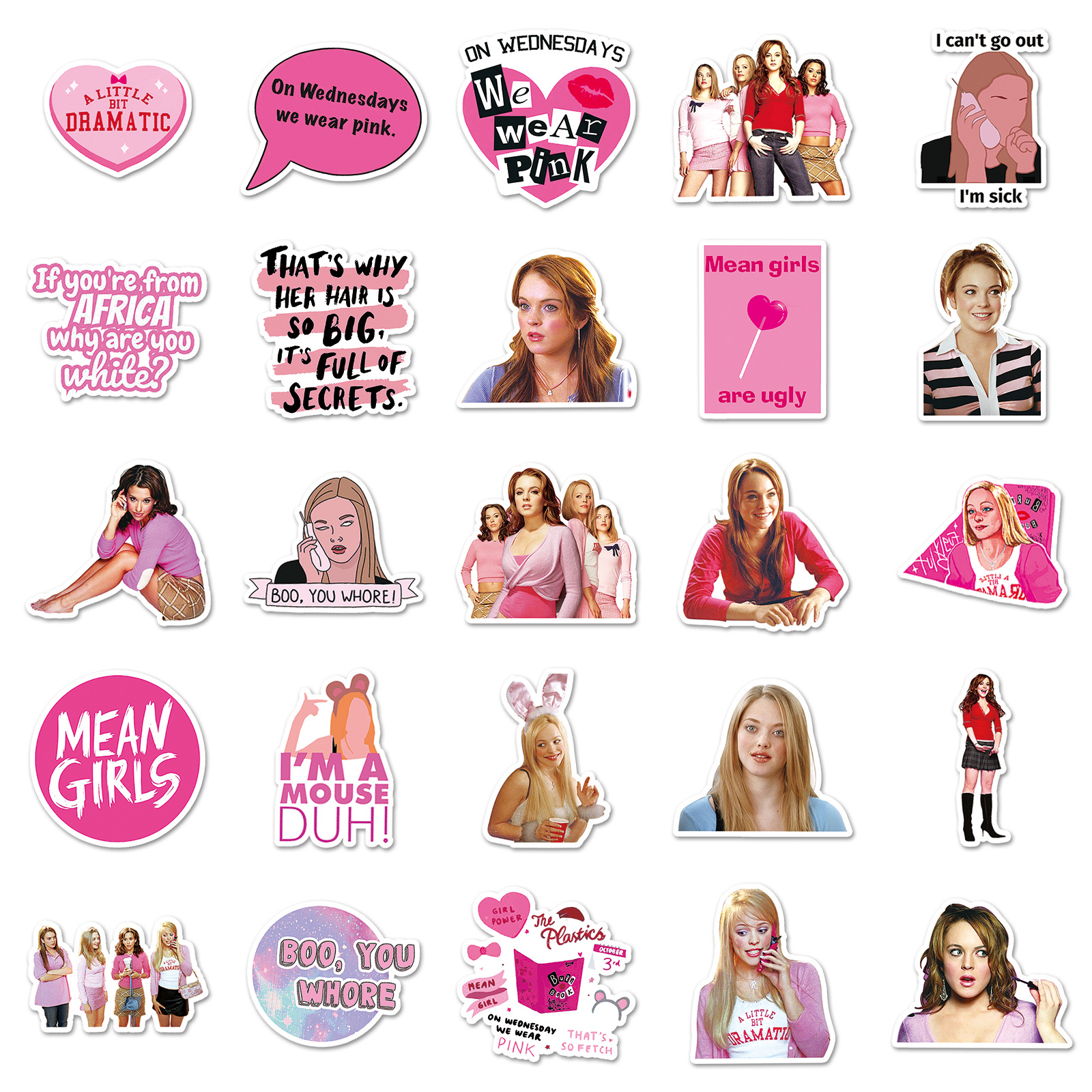 100 PCS Mean Girls Inspied Funny Movie Creative DIY Stickers Decorative ...