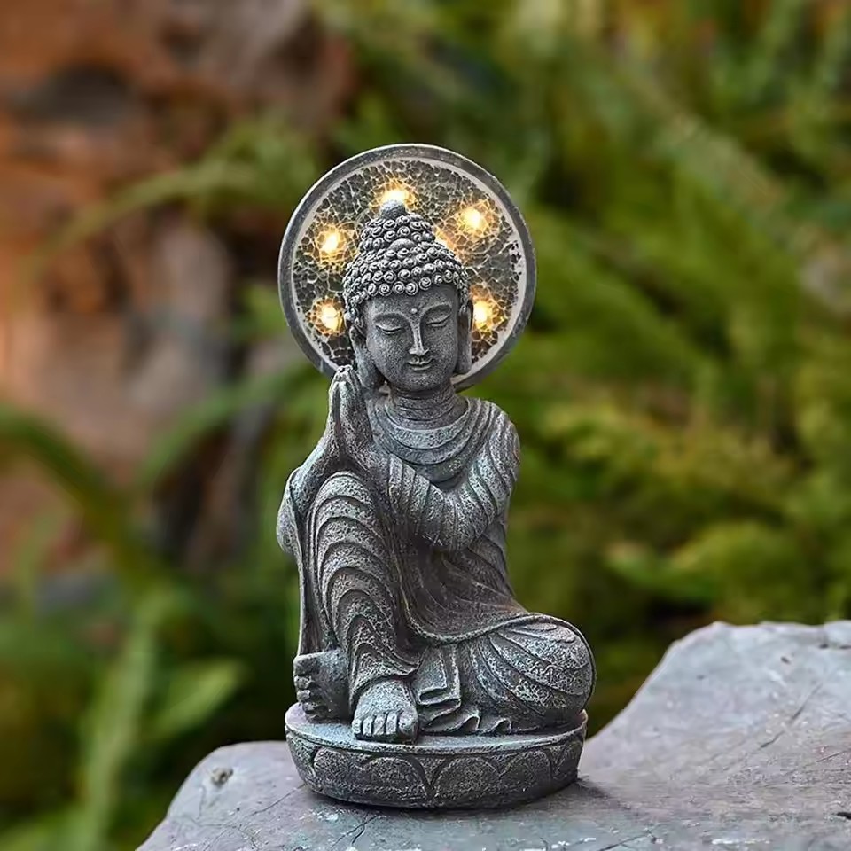 Buddha Statue Decorative with Solar Light for Indoor Outdoor Yard ...